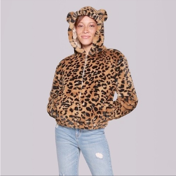 wild fable | Jackets & Coats | Wild Fable Leopard Jacket With Hood Ears ...